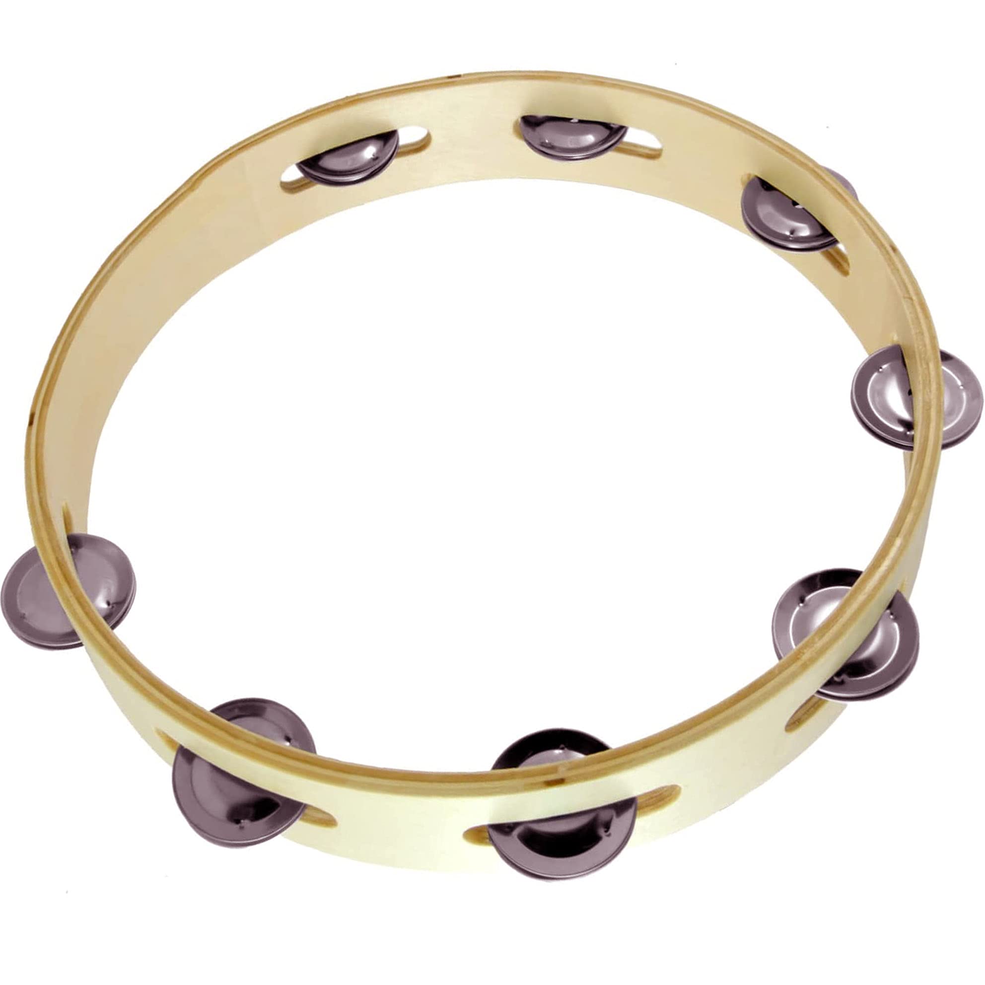 Tambourine 10 inches 8 Pairs of Jingles, Headless, Wooden Frame