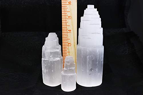 Selenite Crystal Towers for Reiki, Healing, and Energy Charging | Made in Morocco | Selenite Iceberg Charging Towers Crystal Skyscraper (4 Inch (Pack of 1))