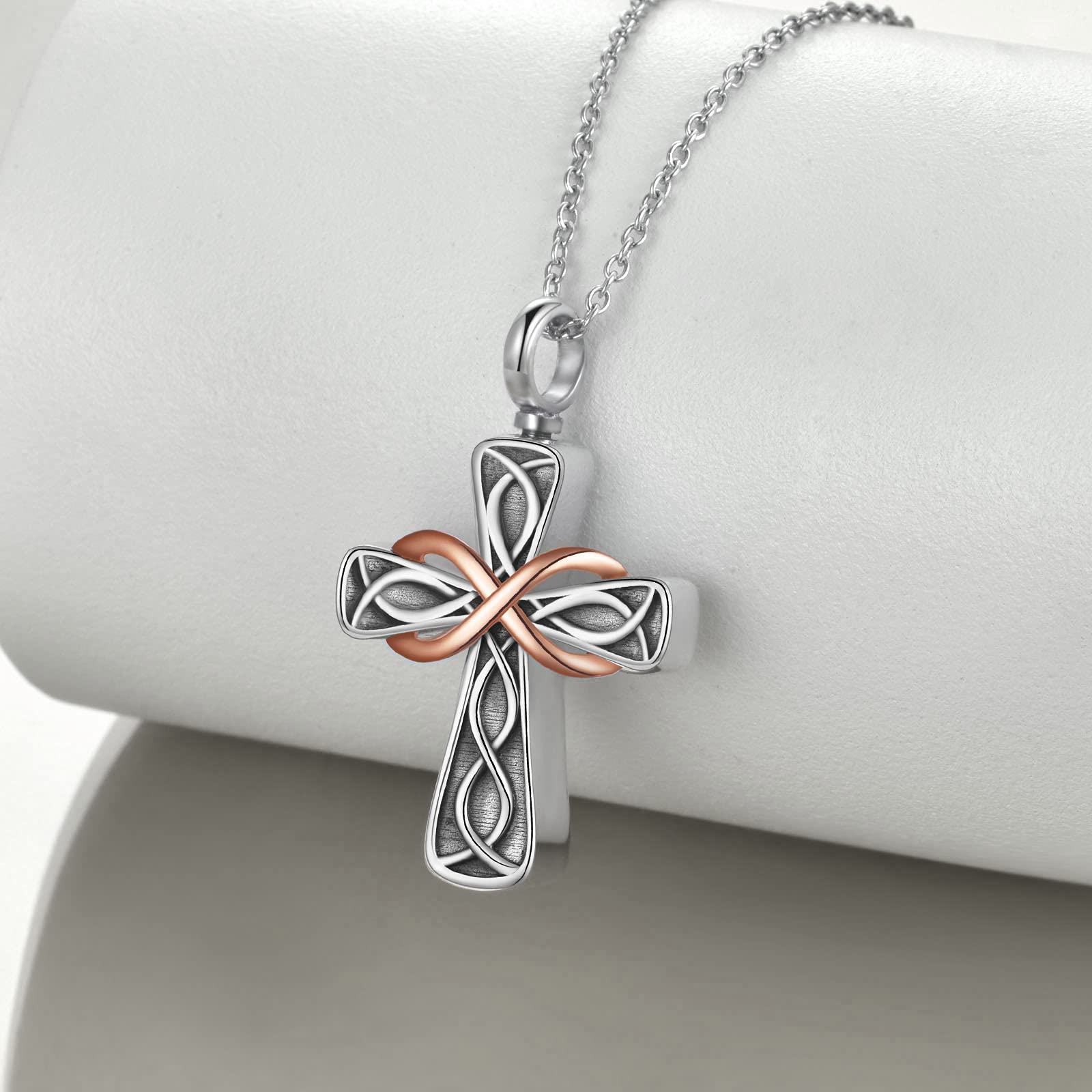 SHEAISRS Celtic Knot Urn Necklace for Ashes Cross Infinity Cremation Urn Jewelry for Memorial Sterling Silver Irish Keepsake Necklace for Women Men