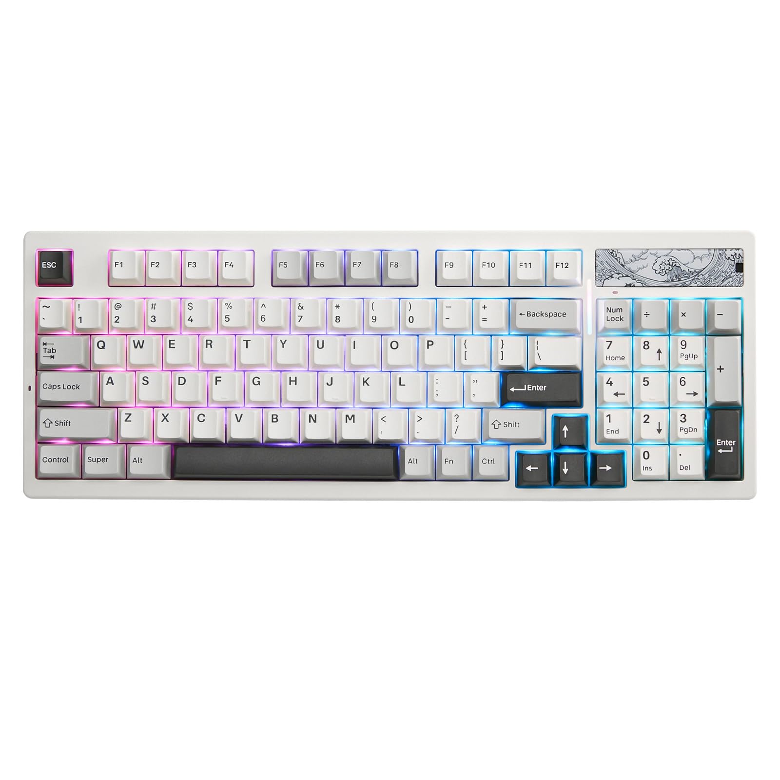 YUNZII Keynovo IF98 Pro Tri-Mode Wireless Bluetooth Hot Swappable Gasket Mechanical Gaming Keyboard 98 Key 96% 1800 Layout RGB Backlight for Mac & Win (Gateron G Pro Yellow, Wireless White)