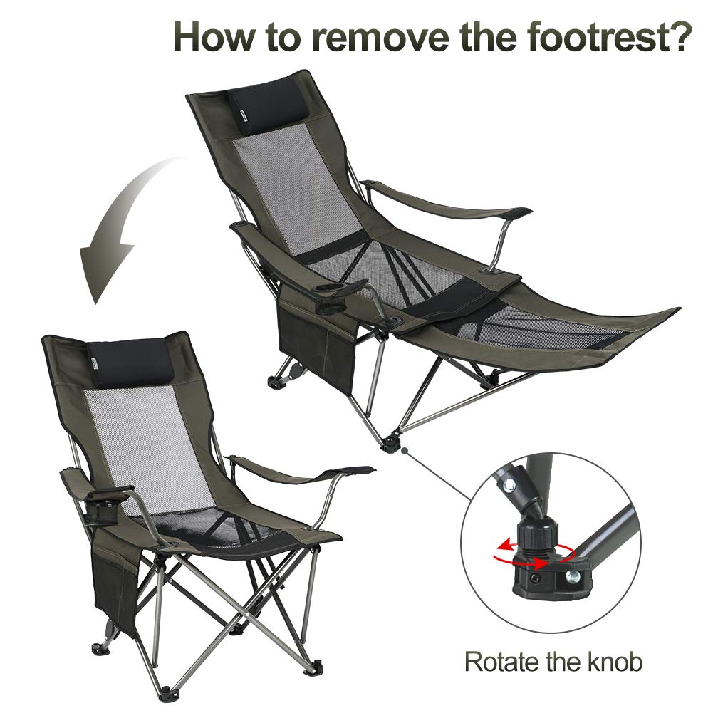 OUTDOOR LIVING SUNTIME Camping Folding Portable Mesh Chair with Removable Footrest