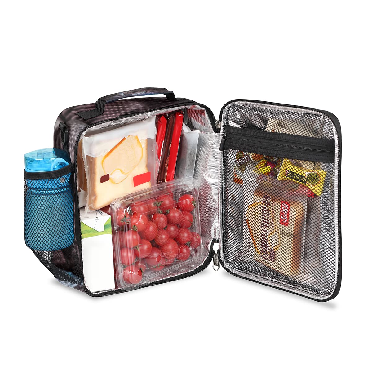 Snake Python Snakeskin Insulated Lunch Bag Reusable Cooler Lunch Box Freezable Thermal Leak-proof Tote Shoulder Strap for Office Picnic Lunch Tote Bag