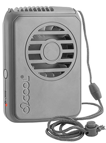 O2COOL Personal Travel Rechargeable Battery Powered Neck Cooling Fan, 2-Pack (Pink/Gray)