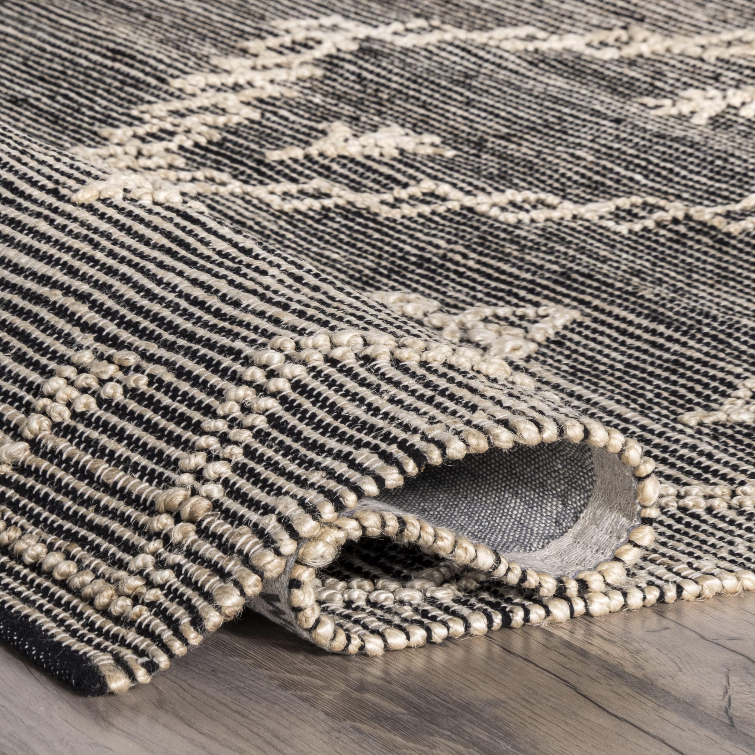nuLOOM Julianne Handmade High-Low Jute Moroccan Area Rug, 9x12, Beige