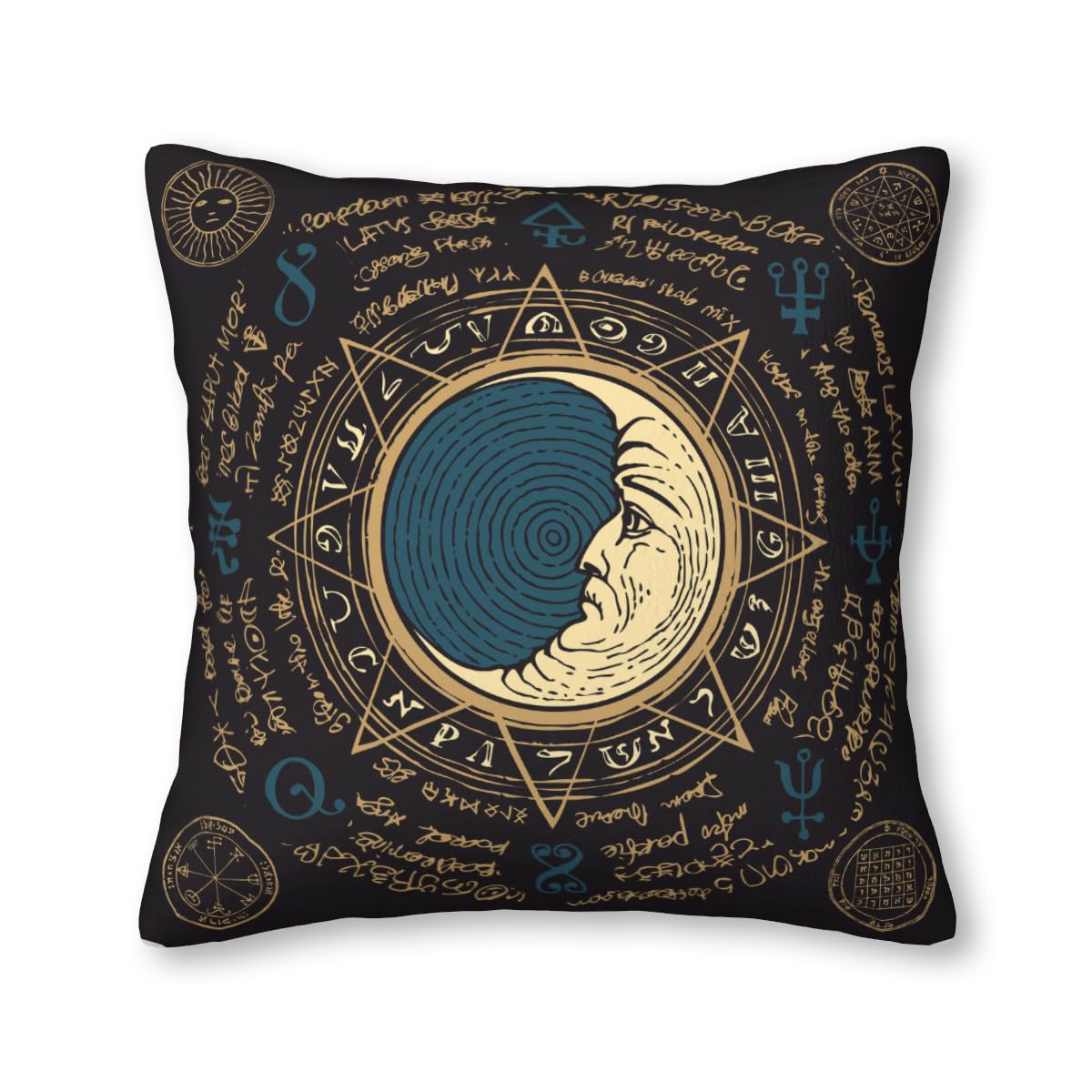 Moon Curse Religious Tarot Eight Pointed Star Sun Magic Pillow Covers Art Pillowcases Aesthetic Home Decor Bed Couch Sofa Office Living Room 18x18Inch