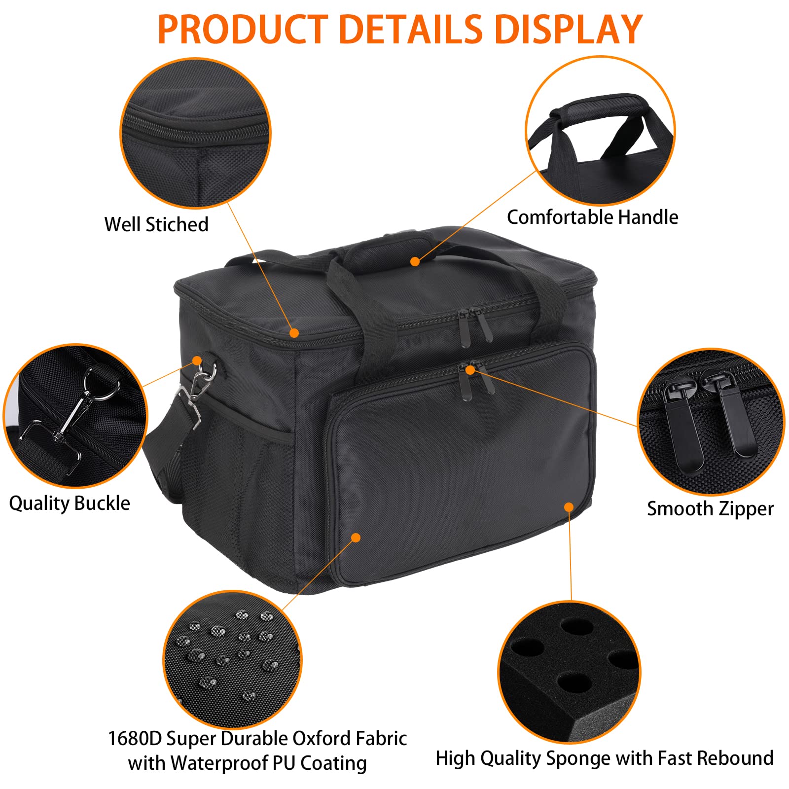 Wireless Microphone Case with Foam, 15 Slots Waterproof Microphone Storage and Carrying Bag for Tavel, 1680D Heavy Duty Oxford Fabric&High-quality Foam to Protect Your Mic