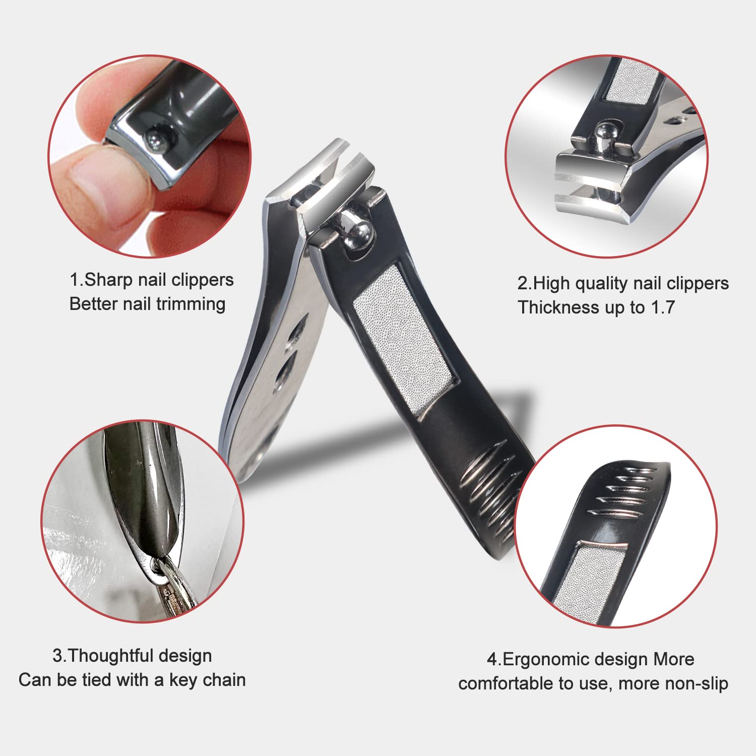 Nail Clippers Set - 4 Pack Carbon Steel Toenail Clippers Fingernail Clipper, Professional Nail Cutter Nail Clipper Set,Suitable for all
