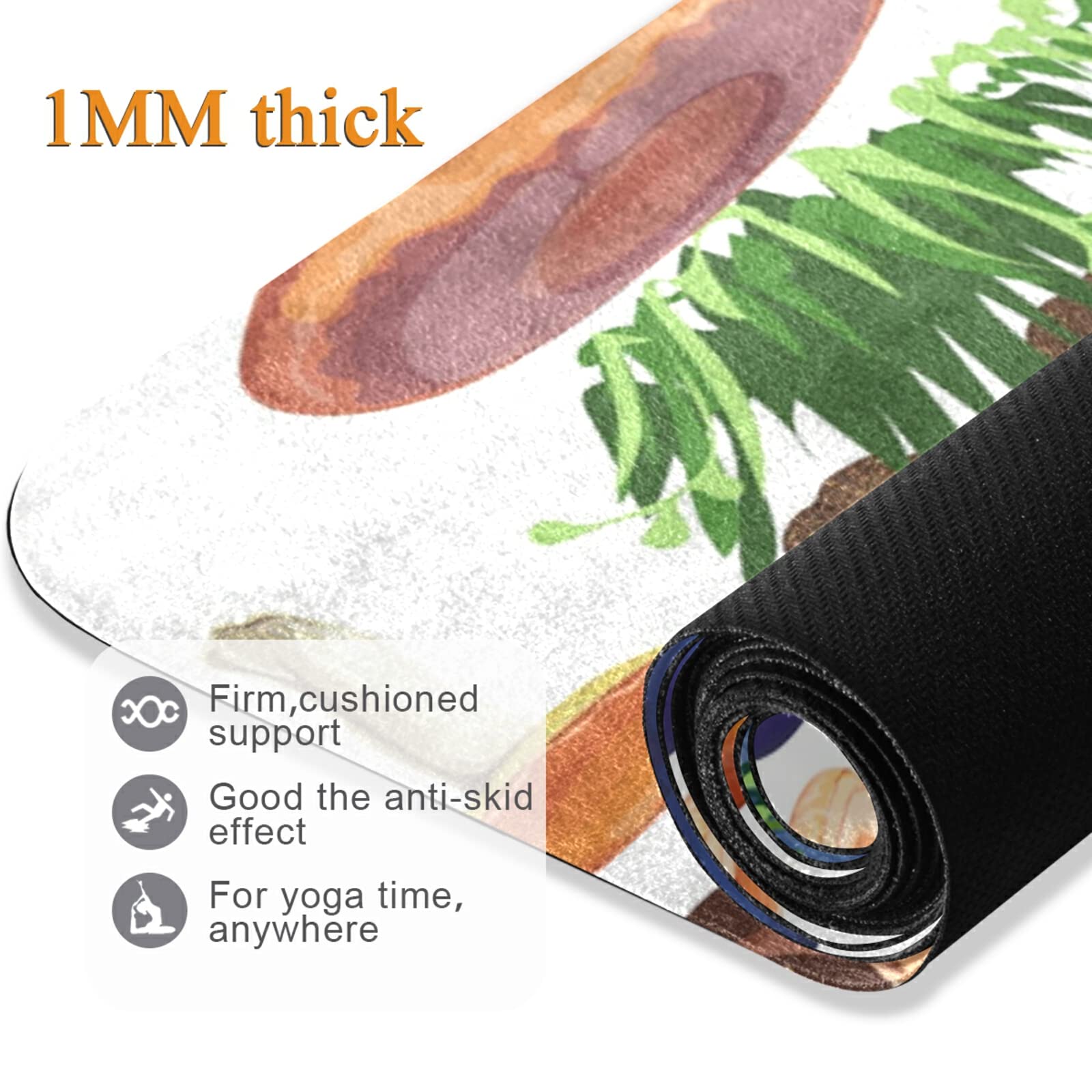 senya Mushroom Yoga Mat Cover, Non Slip Exercise Mat Cover High Performance Grip, Coming with Carry Bag(226rh7a)