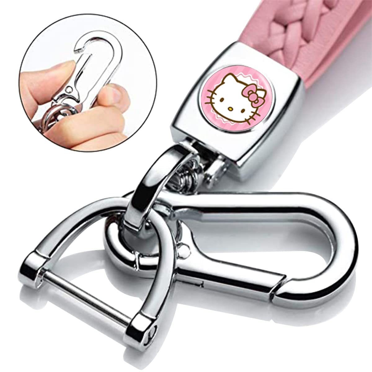 TOATEE for Hello Kitty Keychain Leather Key Chain Cute Keychains Kawaii Keyring For Hello Kitty Car Accessories(Braided rope style)