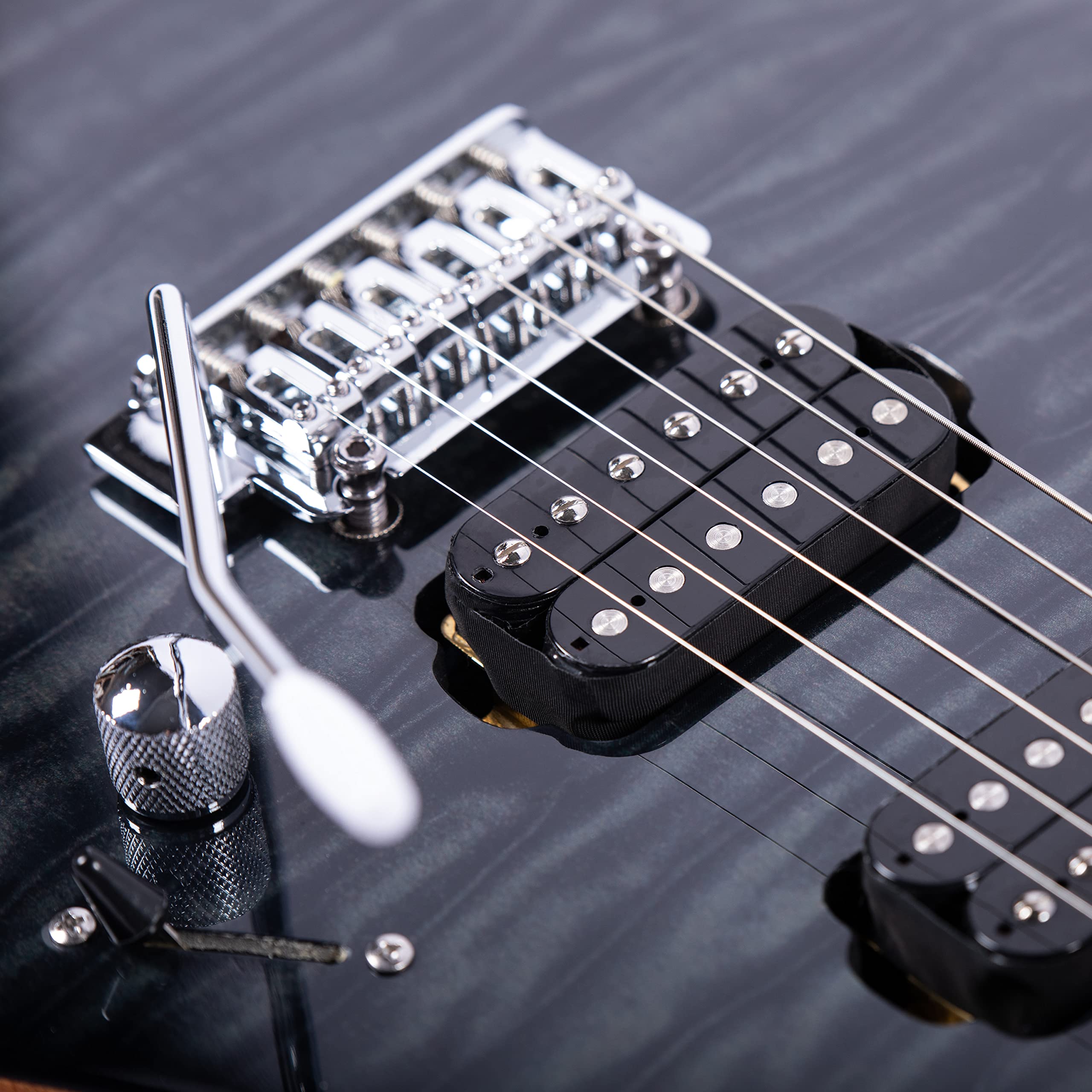 Volgoa VSR-1 Electric Guitar with Mahogany Solid Body,Roasted Maple Neck, and Rosewood Fingerboard 6 String Guitar (Black-Synthetic Veneer)