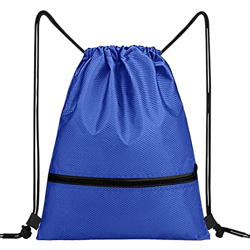SerDa-Run Drawstring Backpack Drawstring Backpack Bag, Waterproof Large Draw Gym String Back Sack with Zip Pocket Sackpack Swim Bag for Men Women