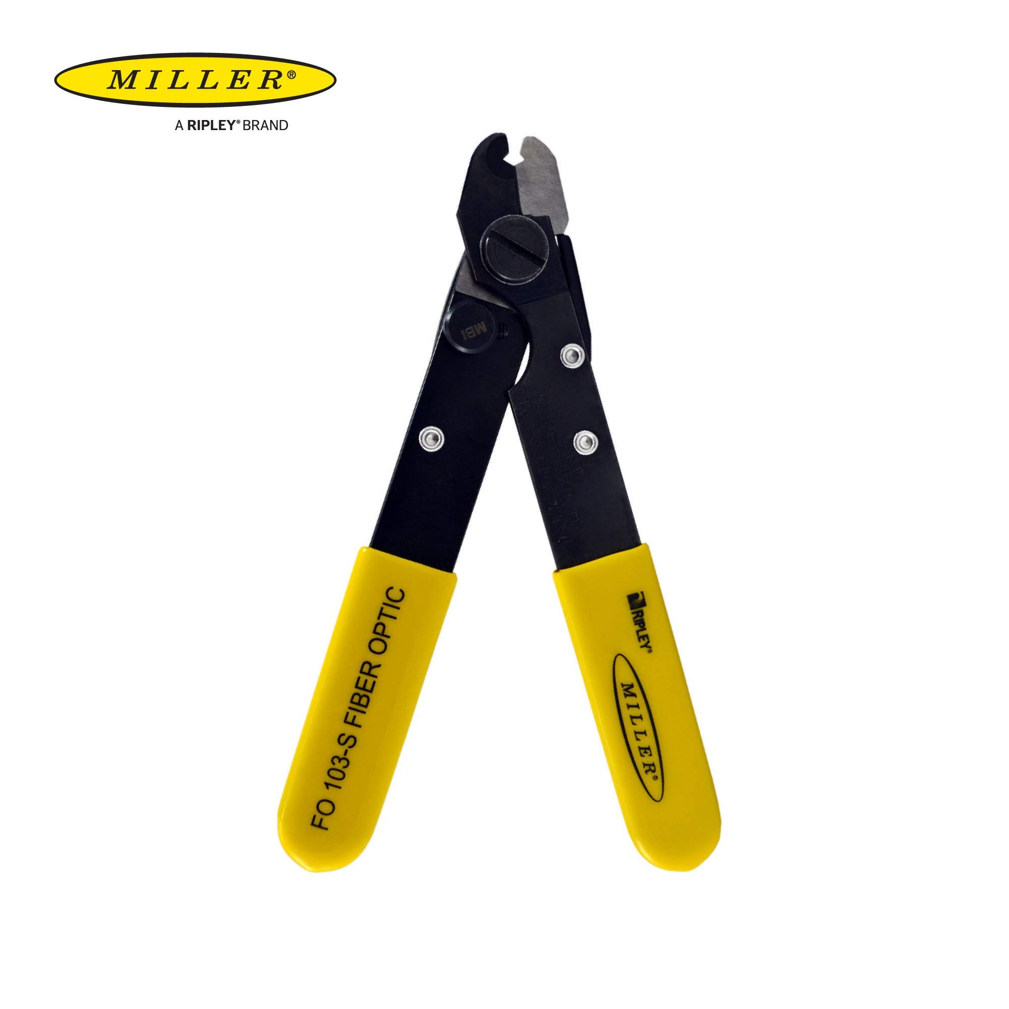 Miller FO 103-S Series Single Hole Fiber Optic Stripper for Working Technicians and Electricians, Safe Cable Tool with V-Shaped Opening, Easily Portable Wire Strippers, 2.72 Ounces