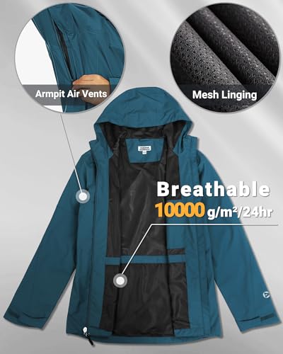Outdoor Ventures Men's Packable Rain Jacket Waterproof Windbreaker Lightweight Raincoat with Hood