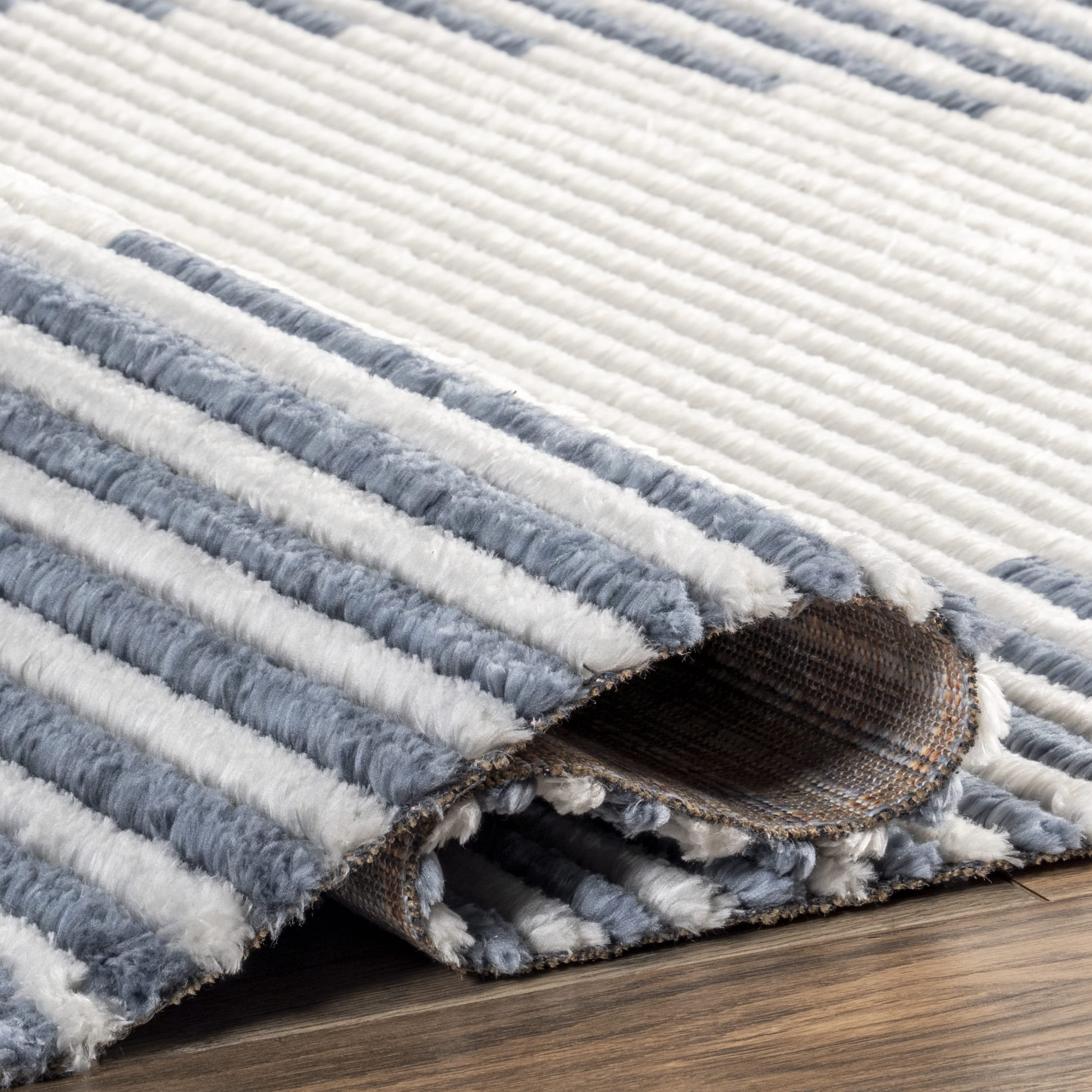 nuLOOM Morgan Contemporary Shag Fringe Area Rug, 8x10, Blue