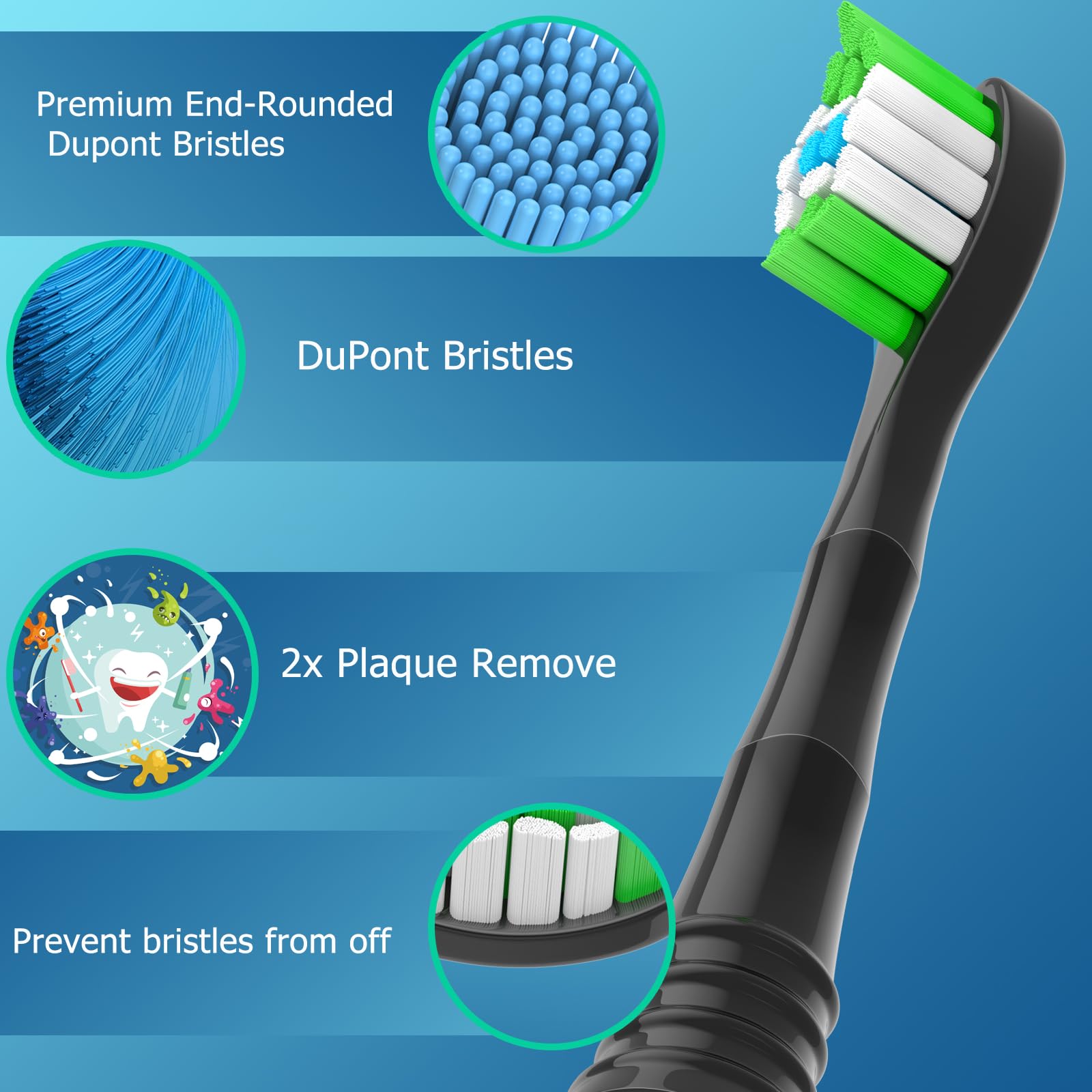 Zekuavi Replacement Heads Compatible with Phillips Sonicare Electric Toothbrush, 8 Pack Toothbrush Replacement Brush Head Fits for Philips Sonicare Protective Daily 4100 1100 5100 6100, 8White