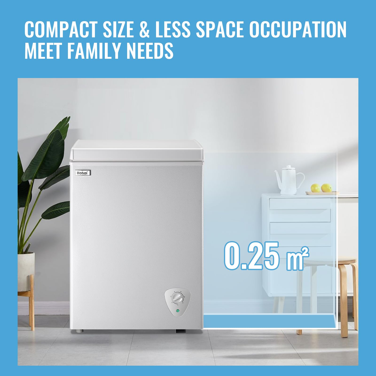 WANAI Small Chest Freezer 3.5 Cu.Ft Compact Chest Freezers with 7 Settings Temperature Adjustable, Small Deep Freezer with Removable Basket, Suitable for Home Kitchen Office Dorm Apartment,White