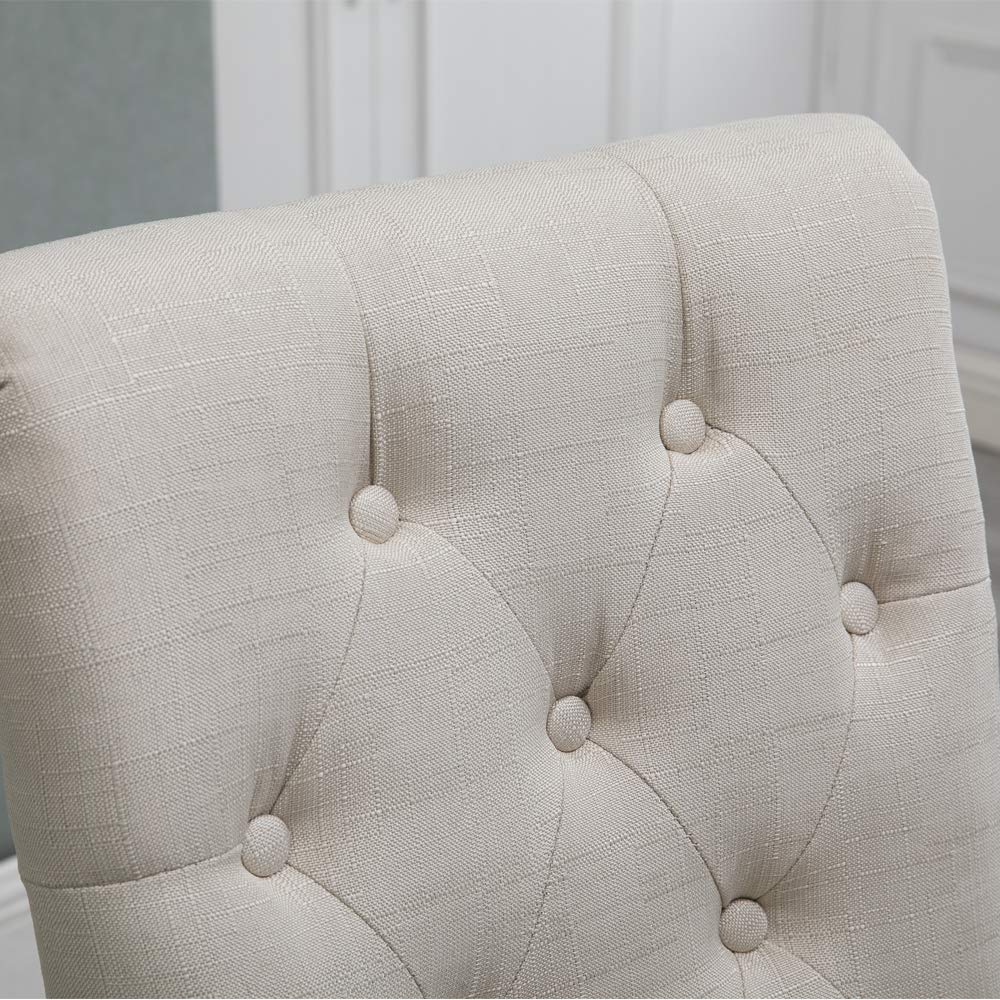 nozama Upholstered Dining Chairs Set of 4 Elegant Tufted Fabric Parsons Chair with Solid Wood Legs (Beige)