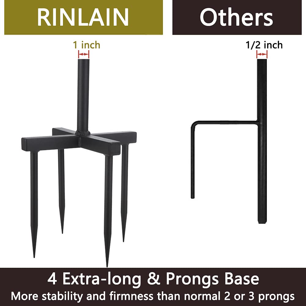 RINLAIN String Light Poles,100 Inch Height Adjustable Metal Stand Pole with Hooks for Hanging String Lights,Garden, Backyard, Patio Lighting Stand for Parties, Wedding 2 Pack (Matte Black)