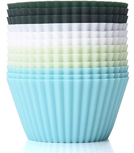 TeaRoo Silicone Baking Cups, Reusable 12 Pack Cupcake Liners Muffin Cups Nonstick Standard Size Cupcake Holder Molds Muffins Cup Molds