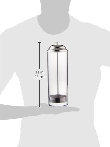 Winco Column Straw Dispenser TableTopDispensers, Medium, Stainless Steel, Clear