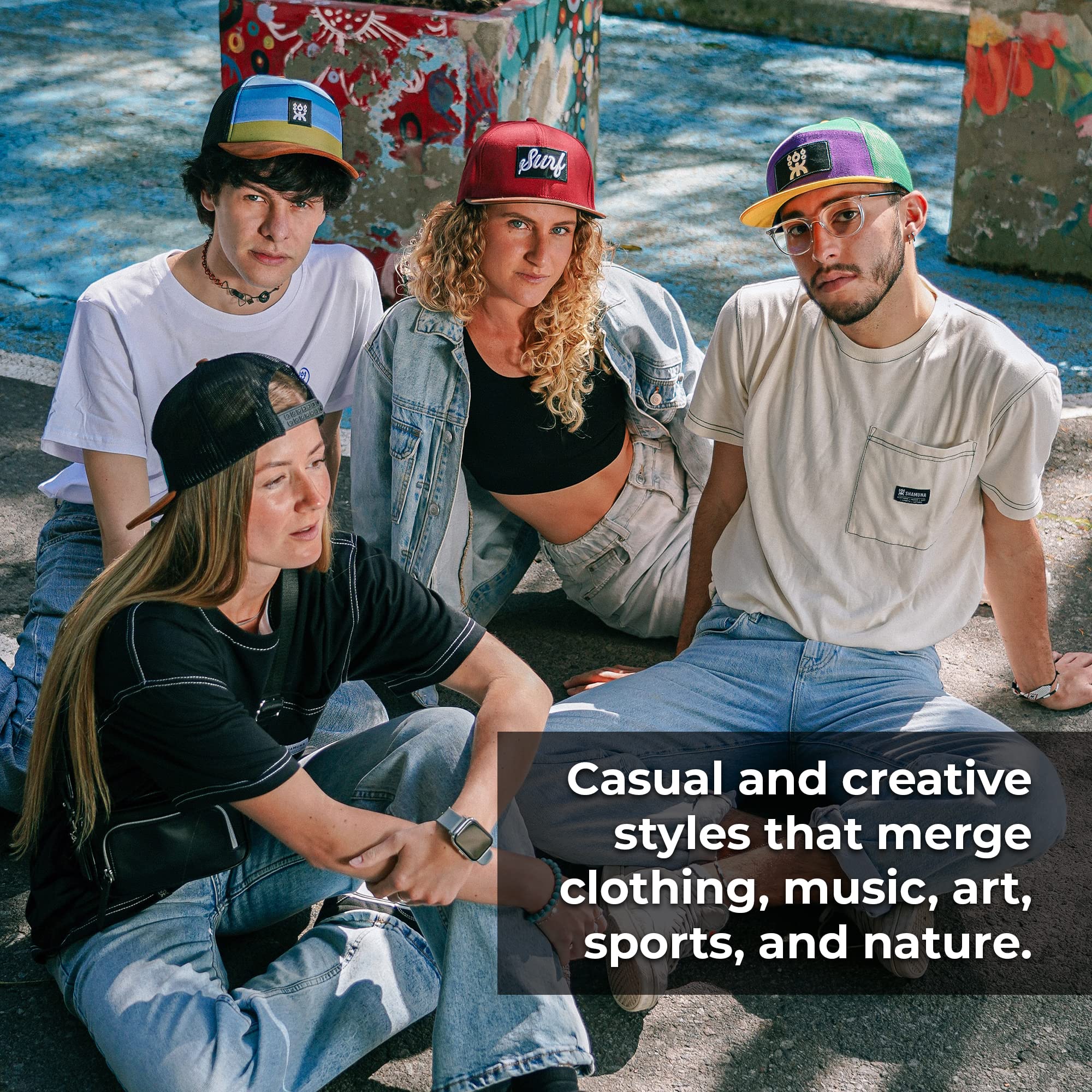 SHAMUNA Snapback Cap - Cool Snapback Vintage-Style Flat Brim Hat, One Size Fits Most Men, Black/Tribal Pattern
