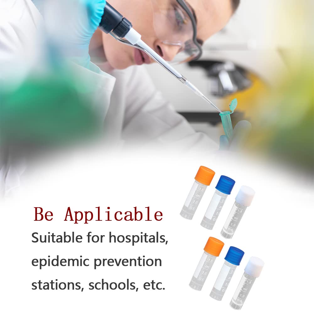 Ycnpeatt 20 Pcs 1.8 ml Graduated Plastic Clear Test Tubes Small Bottle Sample Container Plastic Sample Bottles for Scientific Experiments
