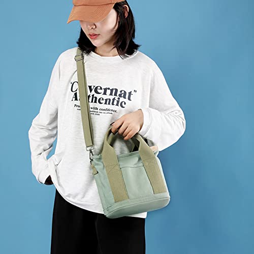 WITATAOGE Large Capacity Multi-Pocket Handbag Canvas Tote Crossbody Shoulder Bag Top Handle Purse for School Daily Travel (Green)