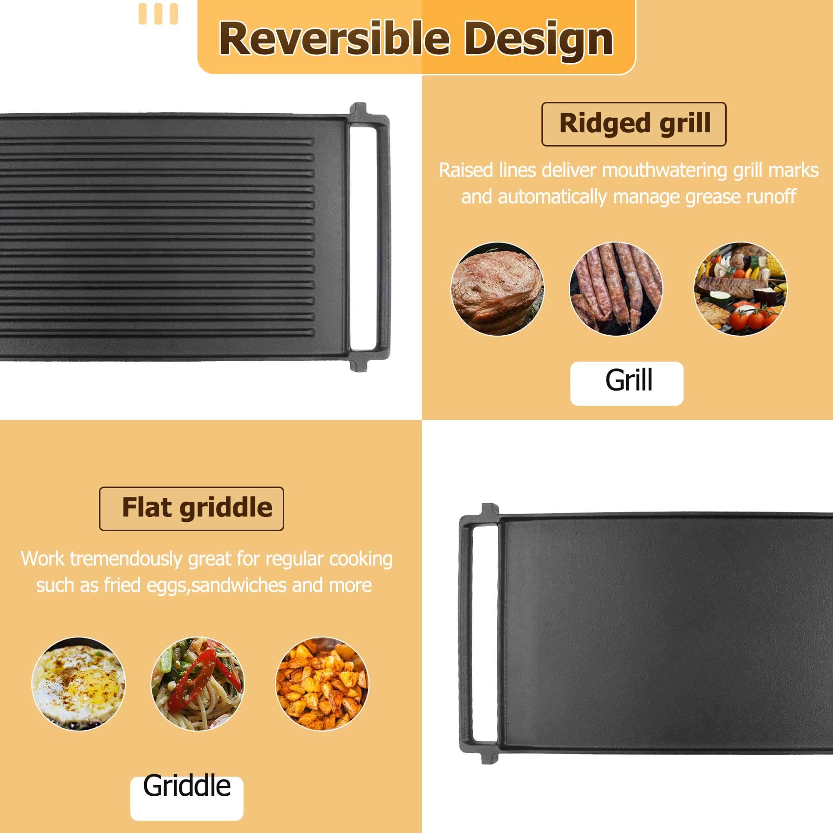 Upgraded WB31X24998 WB31X24738 Griddle Replacement Parts for ge Stove, Heavy Duty Cast Iron Reversible Griddle/Grill Combo Compatible With ge Stove Griddle(Not Universal),One tray-1 Year Warranty