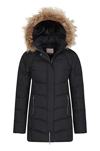 Mountain Warehouse Isla II Womens Down Jacket - Faux Fur Trim Hood Black Womens Size 4 US