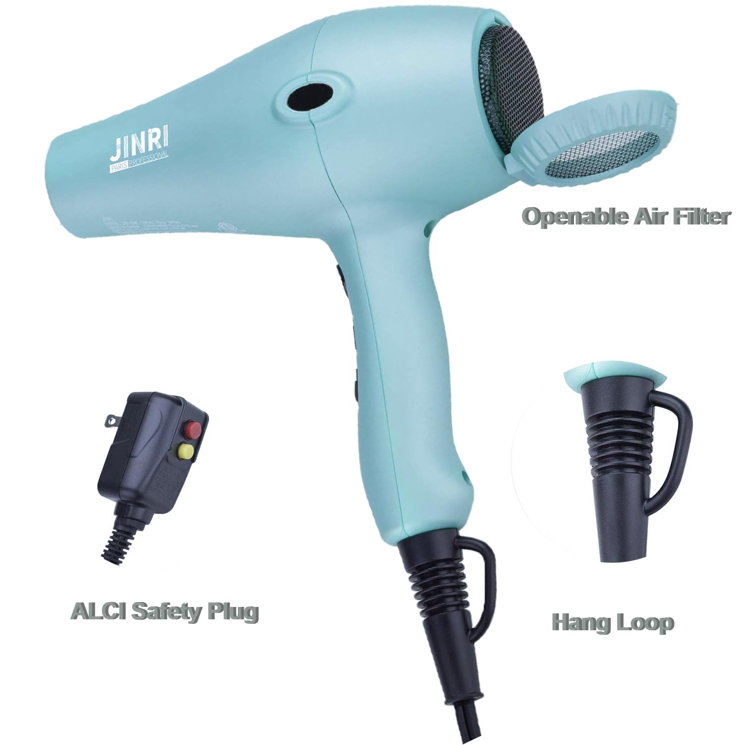 Professional Salon Grade Hair Dryer, Fast Drying 1875w Ionic Blow Dryers,Lightweight Low NoiseTourmaline Negative Ion Hairdryer with Diffuser and Concentrator Attachment