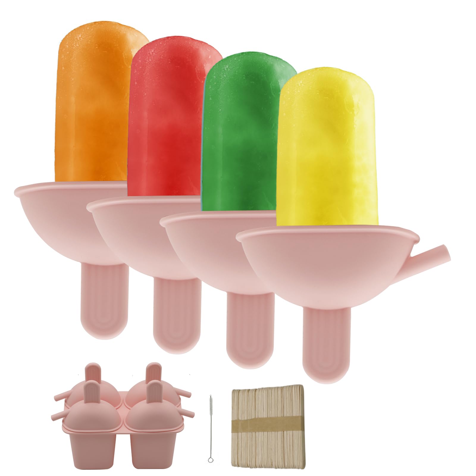 Silicone Popsicle Molds Drip Free Popsicle Holder With Straw Reusable Easy Release Ice Pop Maker BPA Free Homemade Popsicle Mold with Cleansing Brush and Popsicle Sticks (Gray)