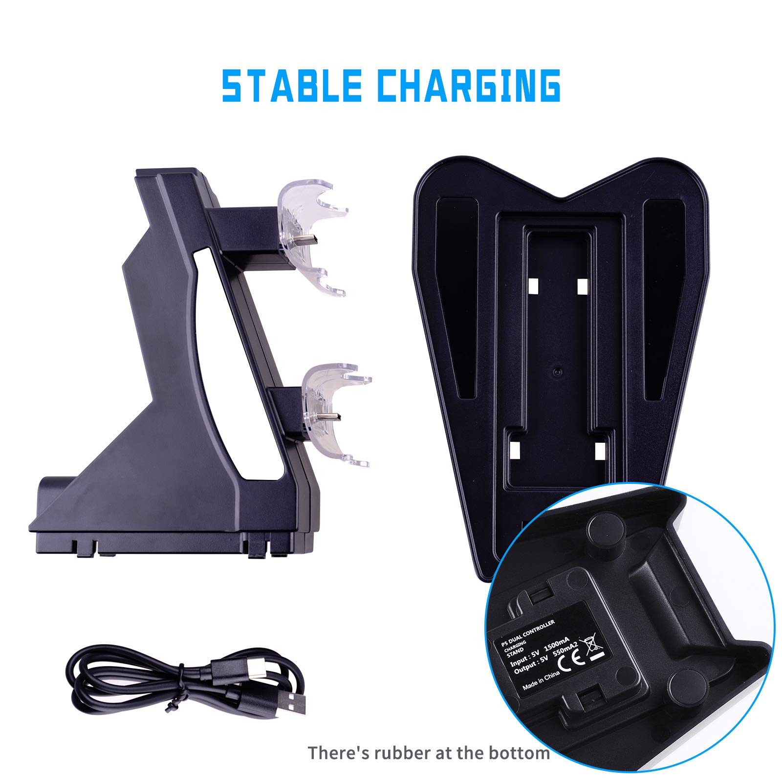 PS5 Controller Charger Station, Metatze Dual Charger Dock Station with Led Indicator USB Type-C Fast Charging Station Compatible with Sony Playstation 5 DualSense Controller Accessories (White)