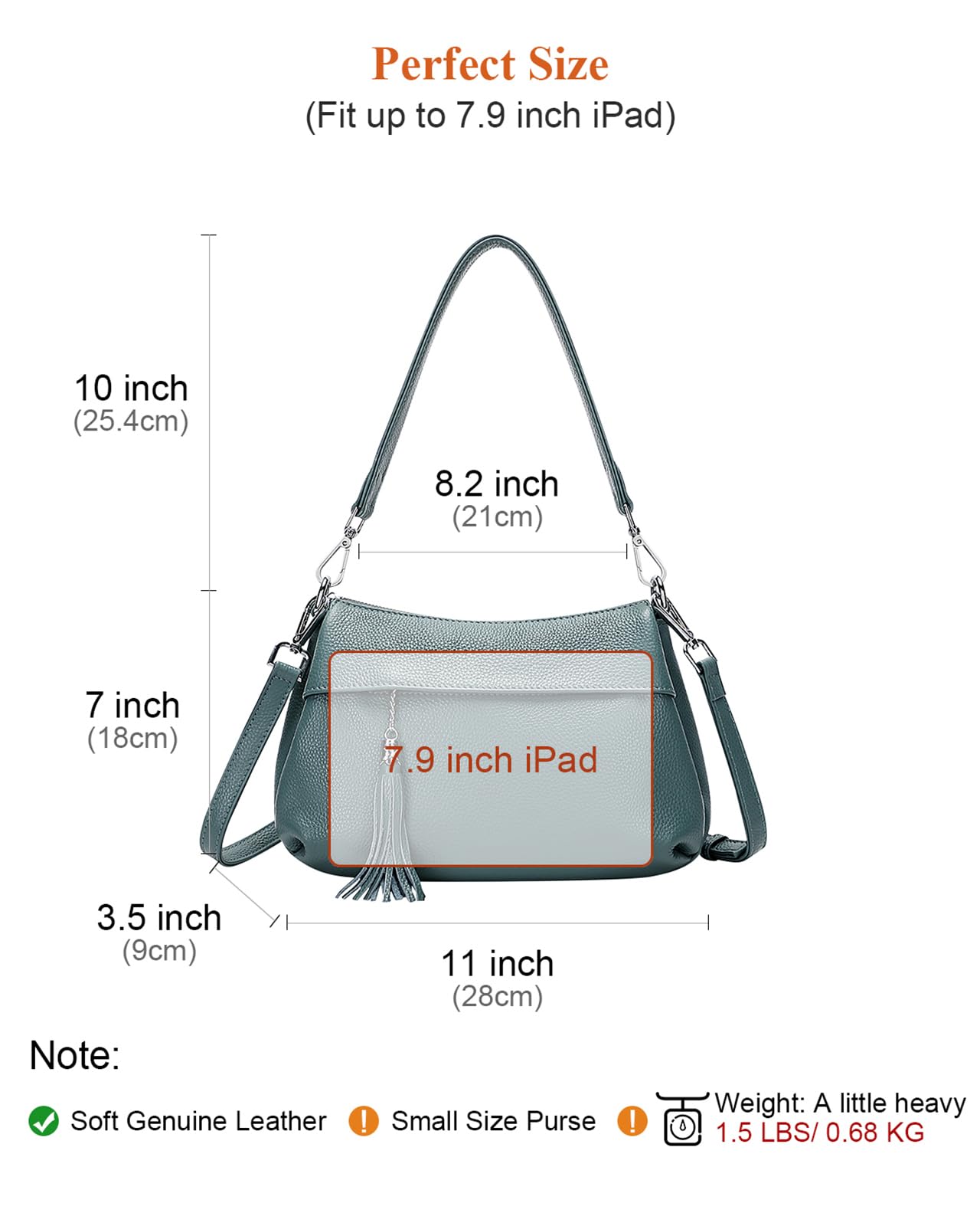 Over Earth Genuine Leather Handbags for Women Small Crossbody Purse Ladies Hobo Shoulder Bag(O111-2E Teal Blue)