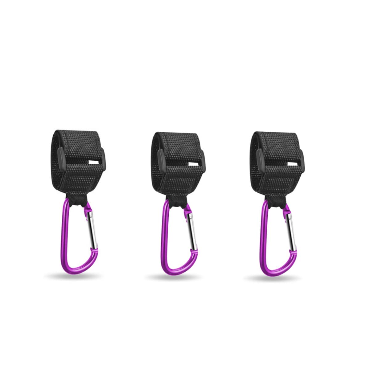 Ymeibe Stroller Hooks, Convenient Baby Stroller Accessories Mommy Bag Organizer Hook, Clips Stroller Diaper Bag to Your Pram or Buggy, 3 Pieces (Purple)