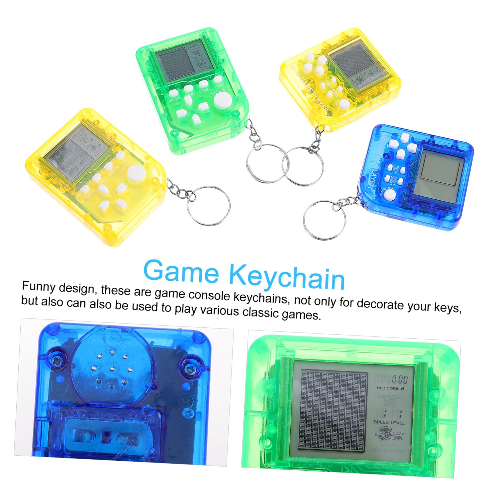 TOGEVAL Backpack Keychain 4pcs Hanging with for Color Console Random Game Games Chains Gifts Brick S Keychain Mini Classic Portable Children Keychains Handheld Retro Kids Toys