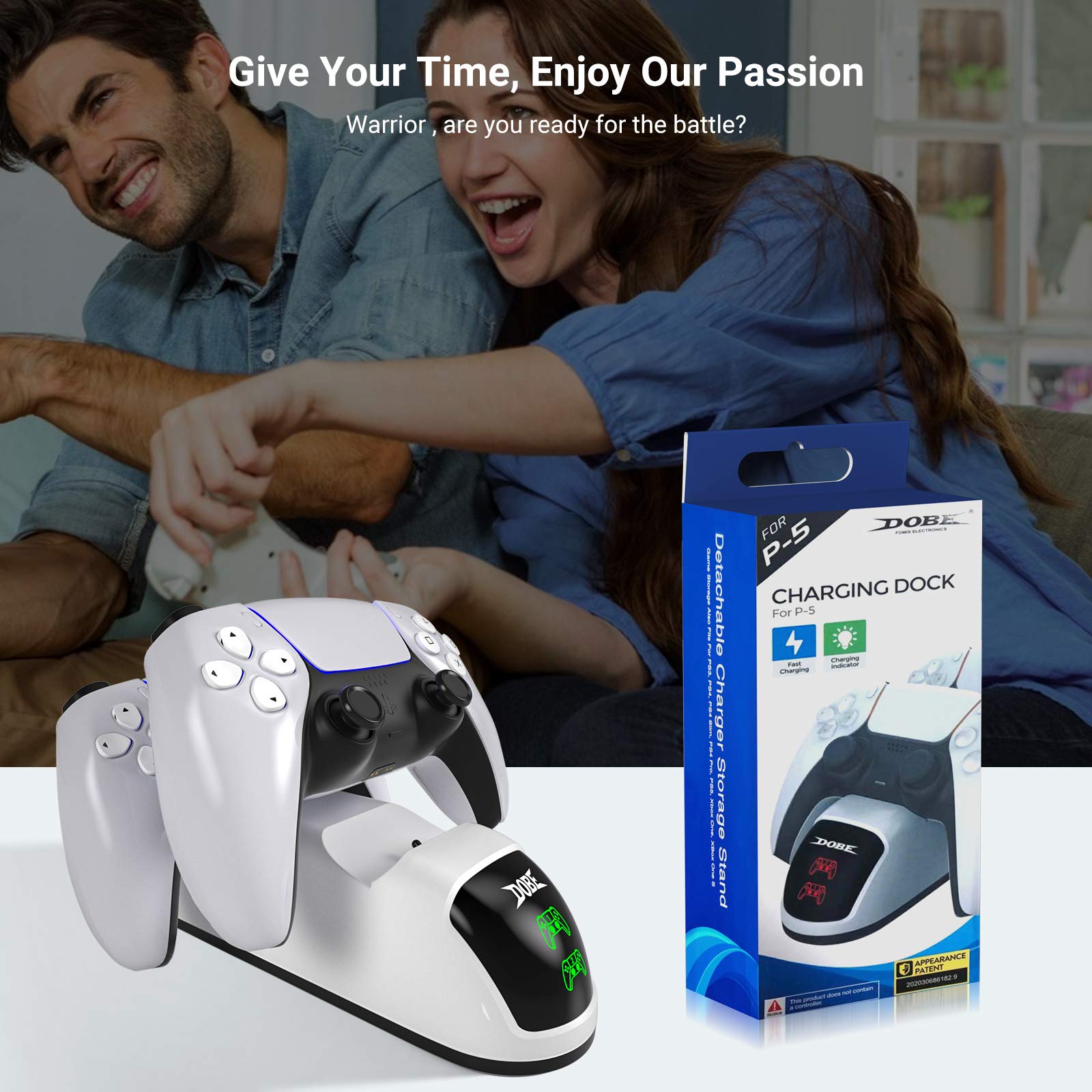 PS5 Controller Charger Station, Likorlove PS5 Charging Station Compatible with Sony Dualsense Controller, Upgrade Intelligent Safety Chip Protection, LED Indicator with USB-C 2 Hours Fast Charging.