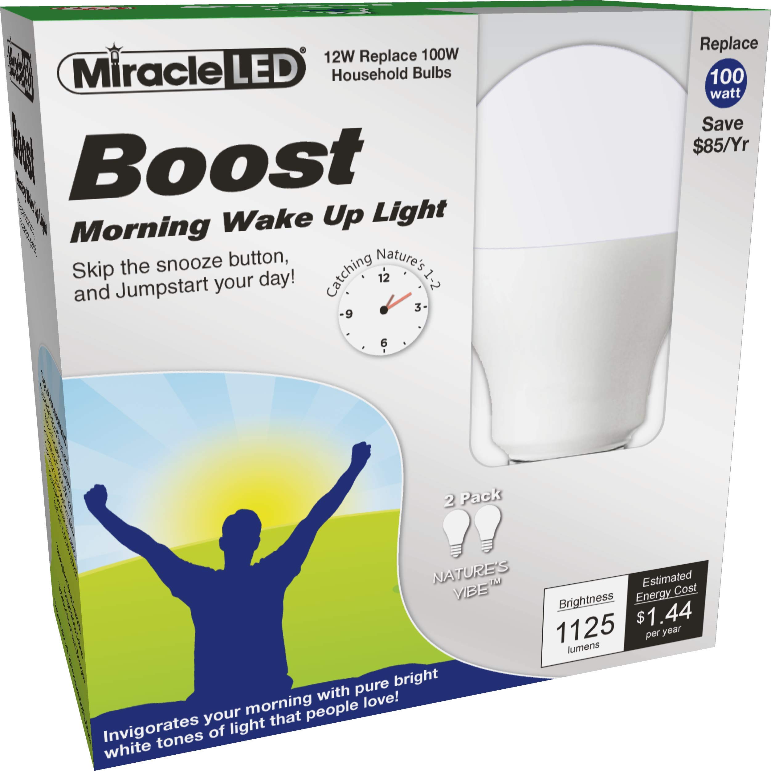 Miracle LED Boost Morning Wake Up Light, Replaces 100 Watt Bulbs, Natural Energy Light, 2-Pack