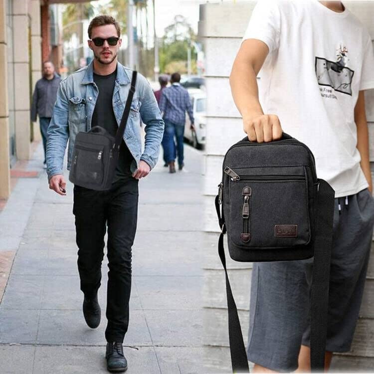 Small Canvas Crossbody Bag for Men,Small Shoulder Bag, Mini Messenger Bag for Cell Phone, Portable mobile phone coin bag (Black2)