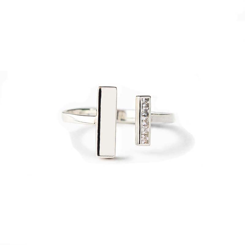TFXNBKW Mother Daughter Thick And Thin Ring,Remember That We Are Always Stick Together- Sterling silver - Women's Open Adjustable Cubic Zirconia Rings (US size 6 )