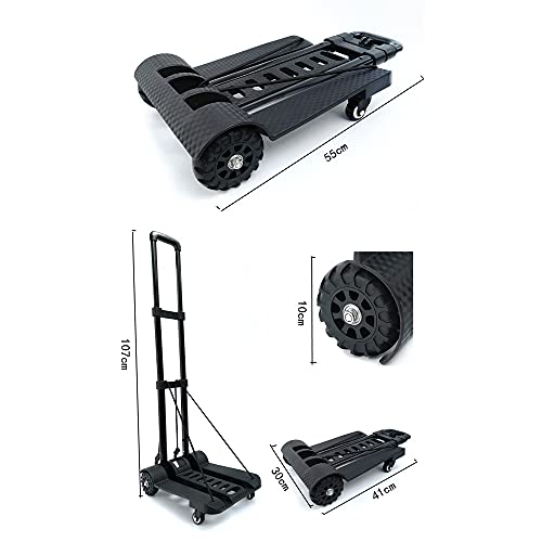 WDBBY Portable Foldable Two-Wheeled Luggage Shopping Travel Cart Flatbed Trailer Trolley Barrow Hand Tools