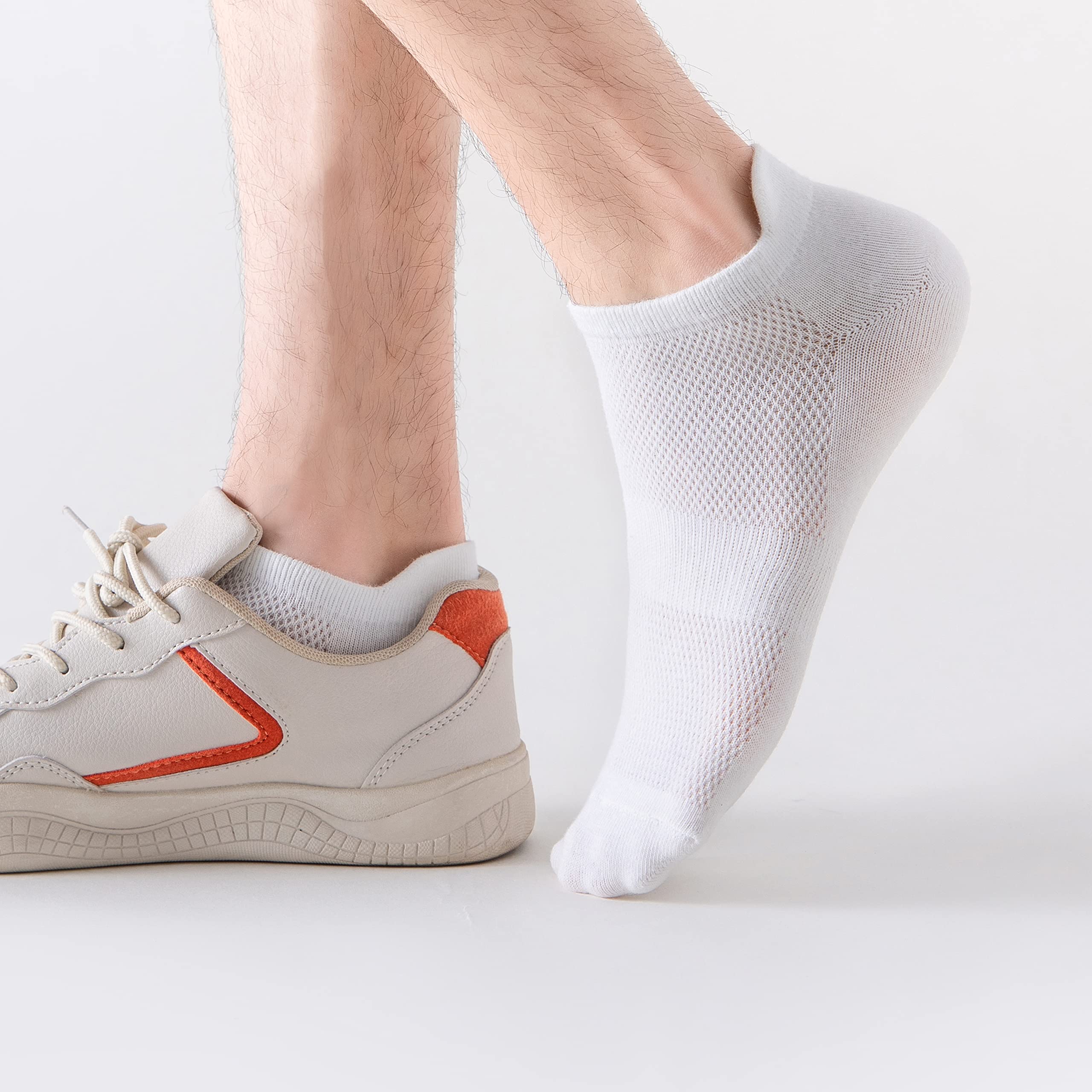 VFM 8 Pairs Ankle Athletic Running Socks for Men Women Low Cut Wicking Sport Cushion Tab Breathable Mesh Socks (4Black+4White)