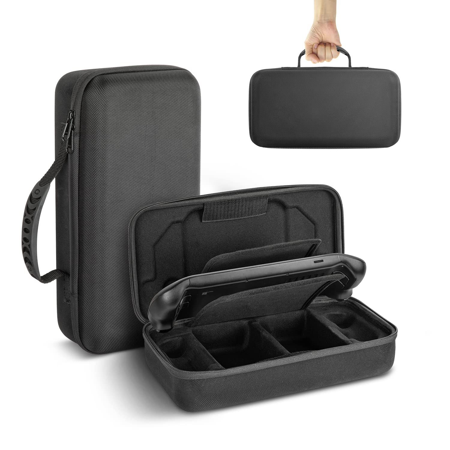 Upgraded Carrying Case for Steam Deck, MVIIOE for Steam Deck Case Protective Shell Fit Charger AC Adapter, Portable Travel Carrying Case Pouch for Steam Deck Console & Accessories, Black