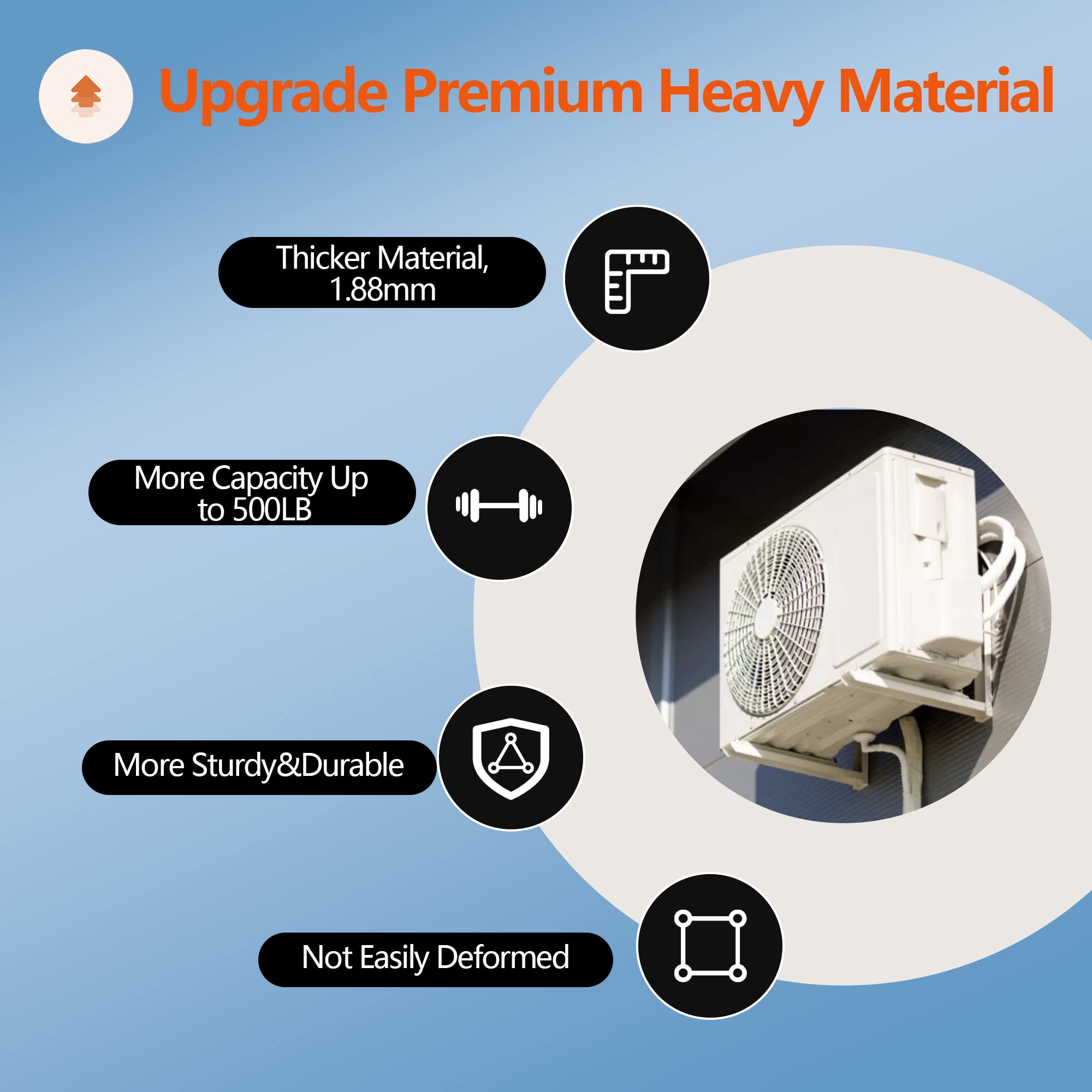 WeCooper Outdoor Split Air Conditioner Mount Bracket for 7000-18000BTU, Heavy-Duty Foldable Wall Mounting AC Bracket for Universal Ductless Mini Split Condensers Support up to 400LB