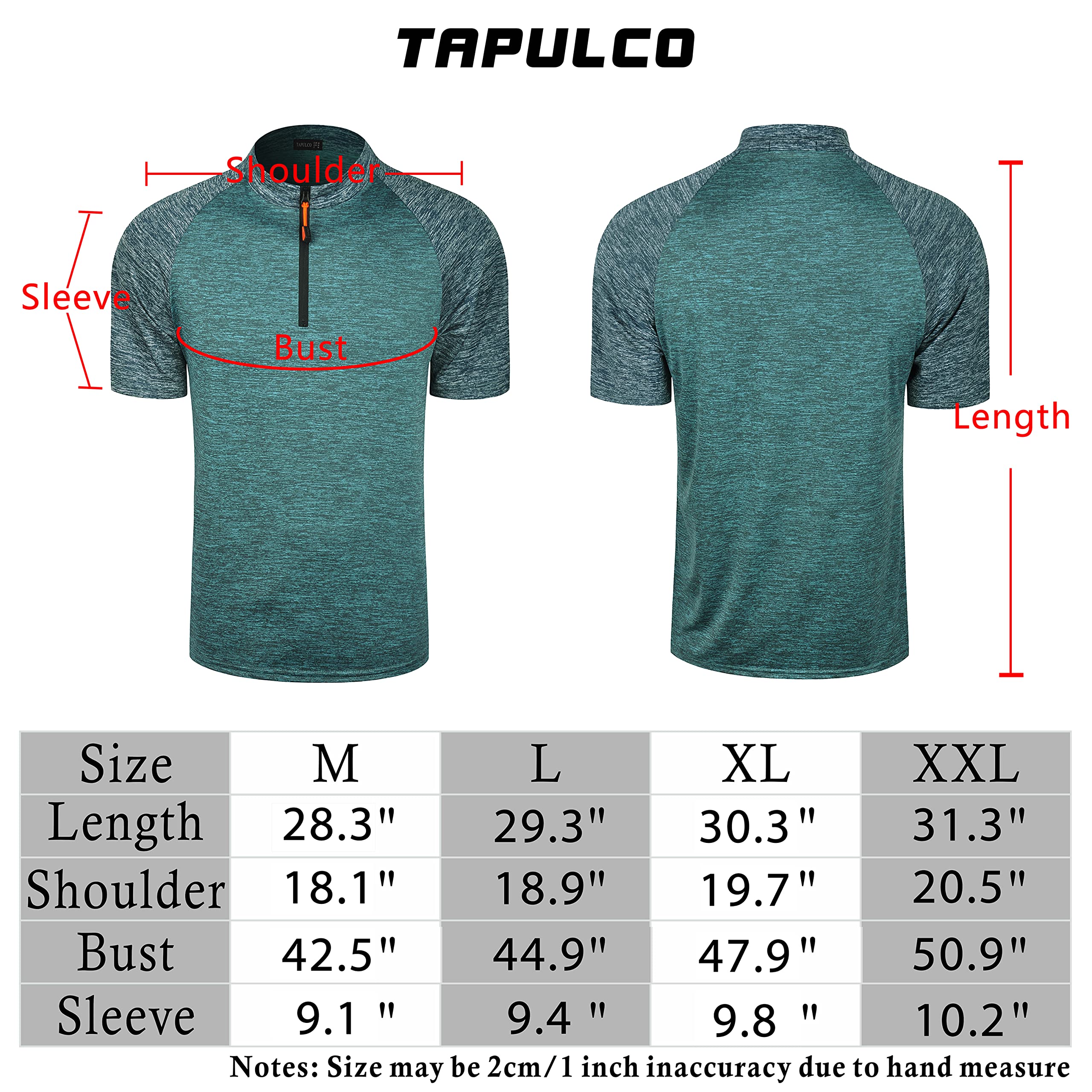TAPULCO Mens Quarter Zip Quick Dry Active Sports Shirt Tech Short Sleeve Color Block Breathable Pullover Athletic Modern Casual Daily T-shirt Grey Large