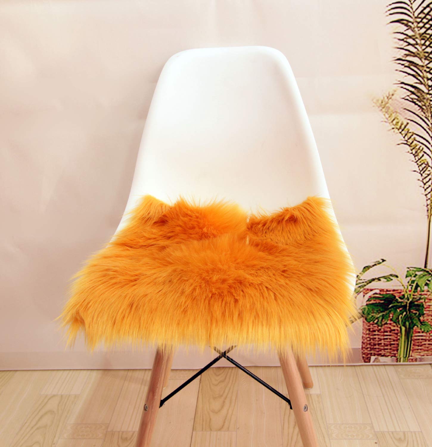 Soft Sofa Chair Cover Seat Cushion Pad for Bedroom,Fluffy Rug for Children's Room, Dog/Cat Bed Mat Gold,16x16 Inch