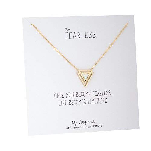 My Very Best Geometric Double Power Triangle Simulated Opal Necklace (gold plated brass)