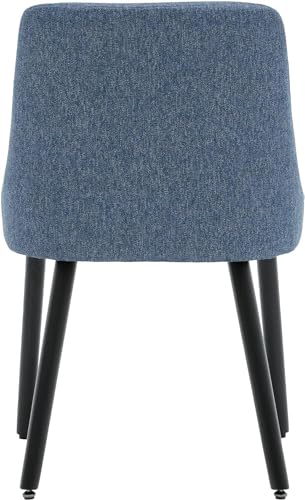 MINCETA Dining Chair,Morden Wood Leg Upholstered Kitchen Chair Set of 2,Performance Fabric in Navy
