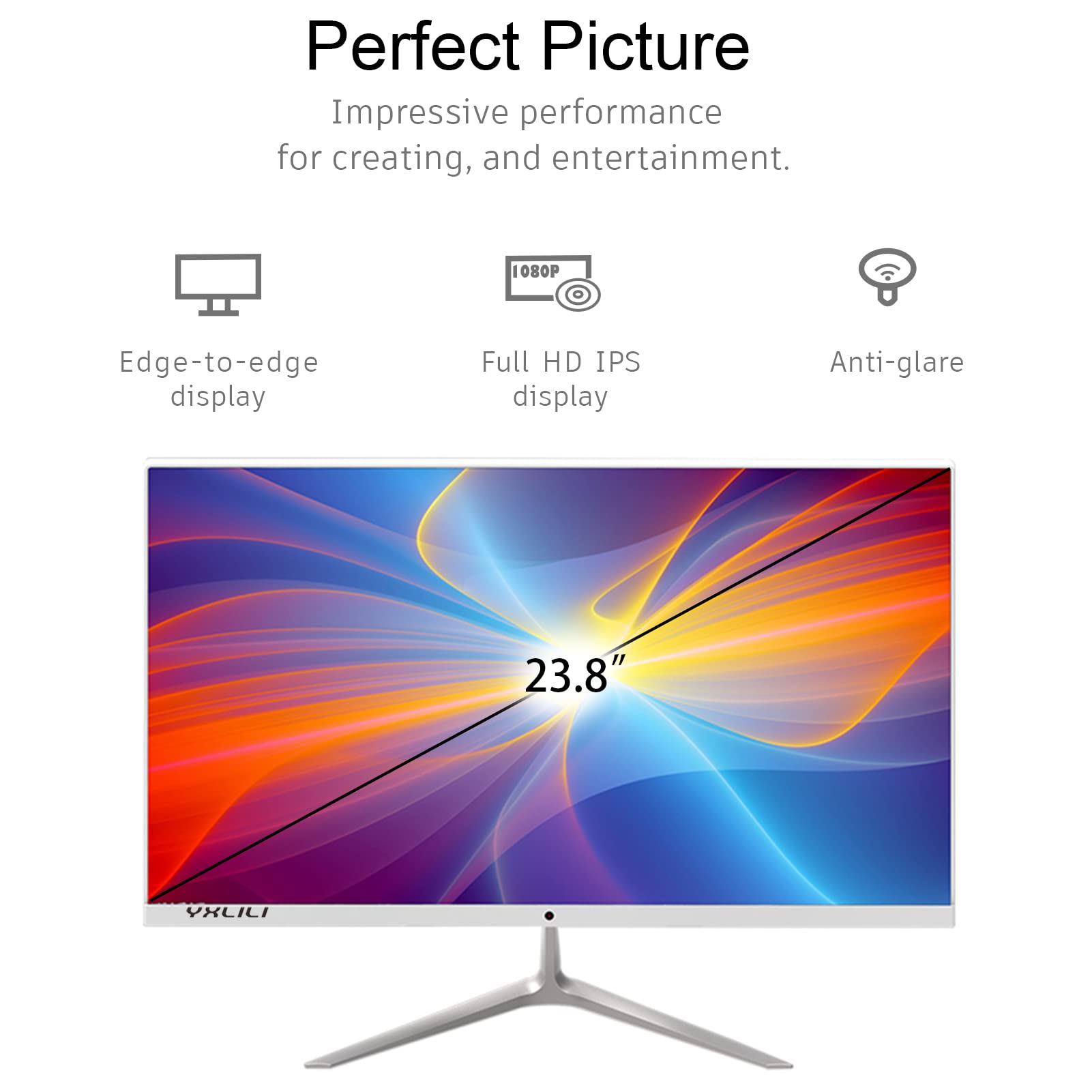 YXLILI 23.8” All in One Desktop Computer 3.2GHz Intel Core I5 Quad Core Processor 8GB DDR4, 256GB SSD, Intel HD Graphics, Webcam, WiFi, Windows 10 Pro