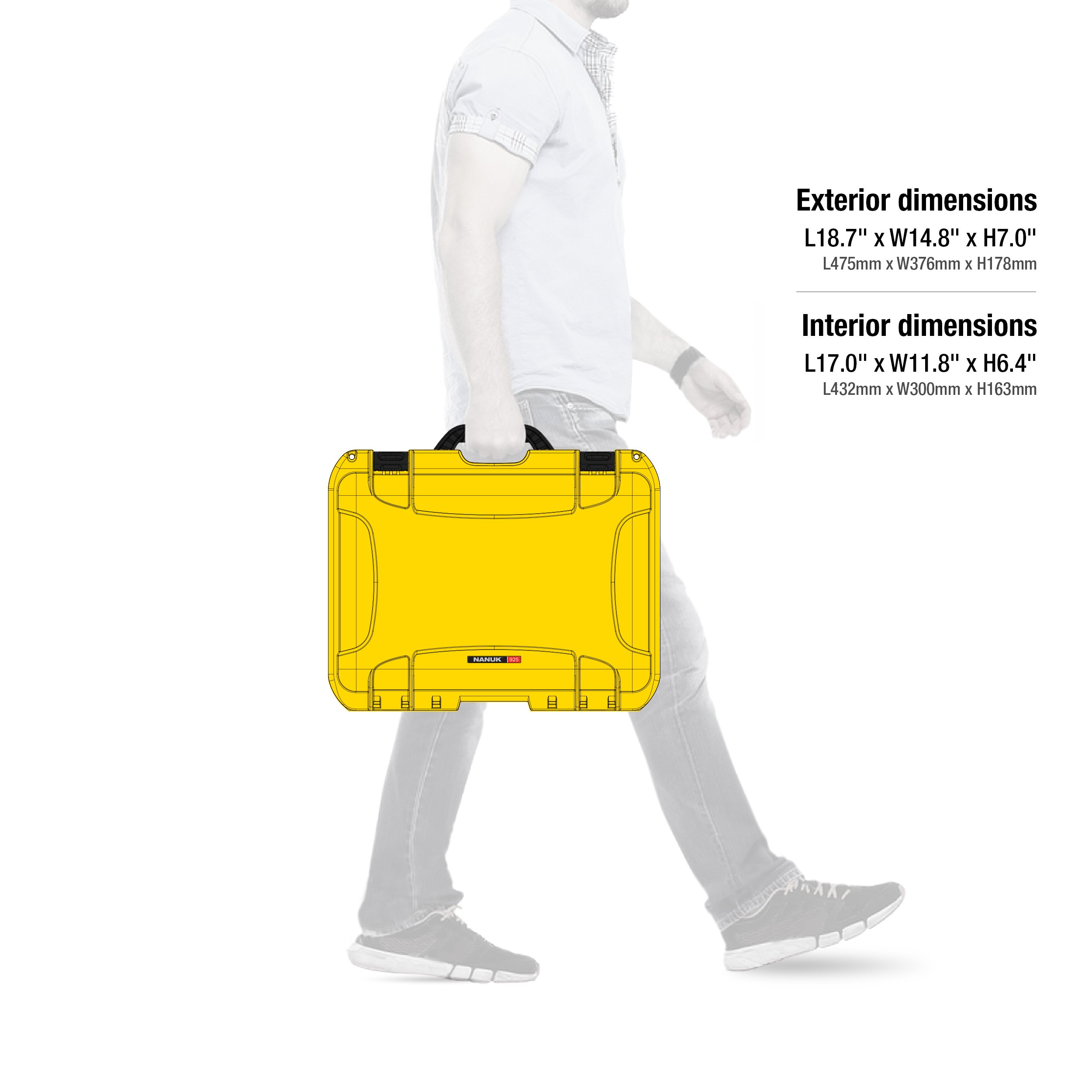 Nanuk 925 Waterproof Carry-on Hard Case with Lid Organizer and Padded Divider - Yellow