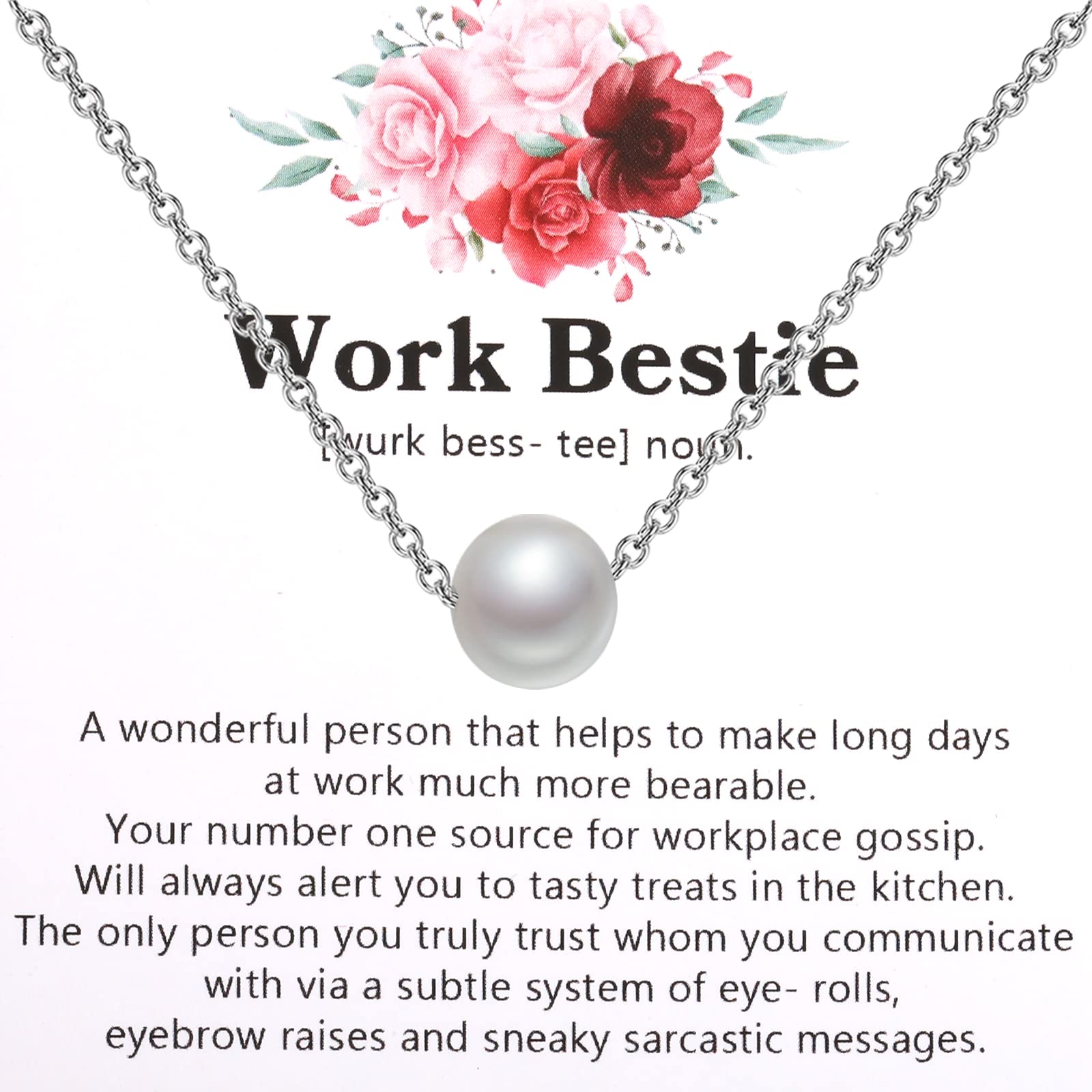 Work Bestie Necklace Coworker Leaving Gift For Coworker Best Work Friend Work Bestie Appreciation Gift (Work Bestie A wonderful person)